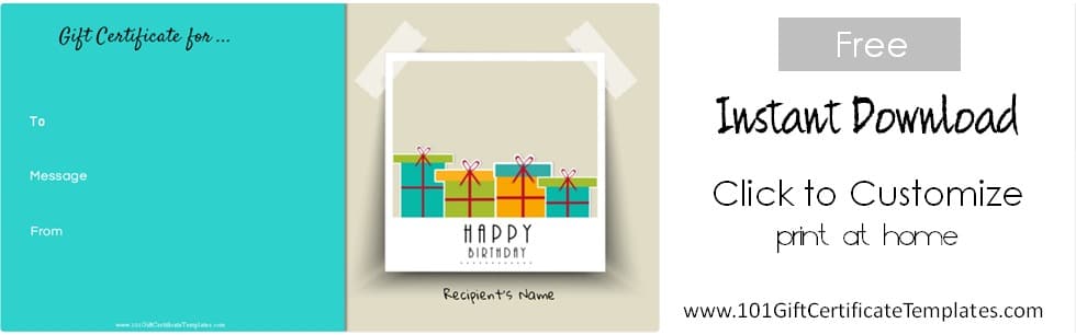 Free Customizable Birthday Gift Certificate Template