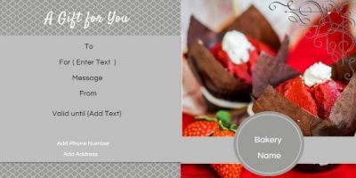 Bakery Gift Certificate Template | Bakery Gift Card