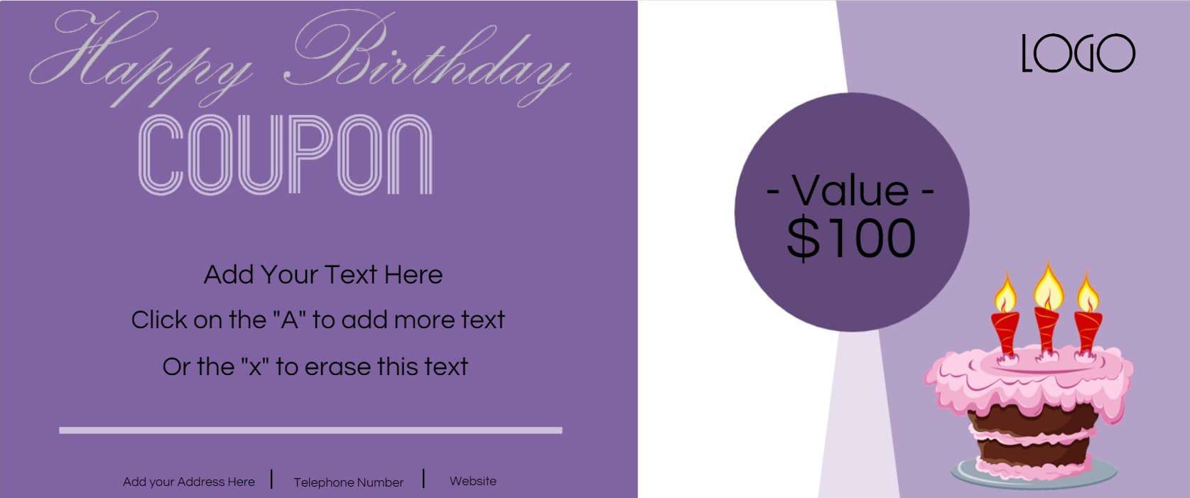 Free Custom Birthday Coupons Customize Online Print At Home