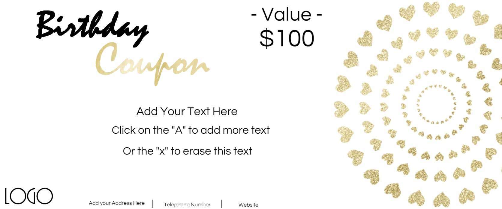 Free Custom Birthday Coupons Customize Online Print At Home
